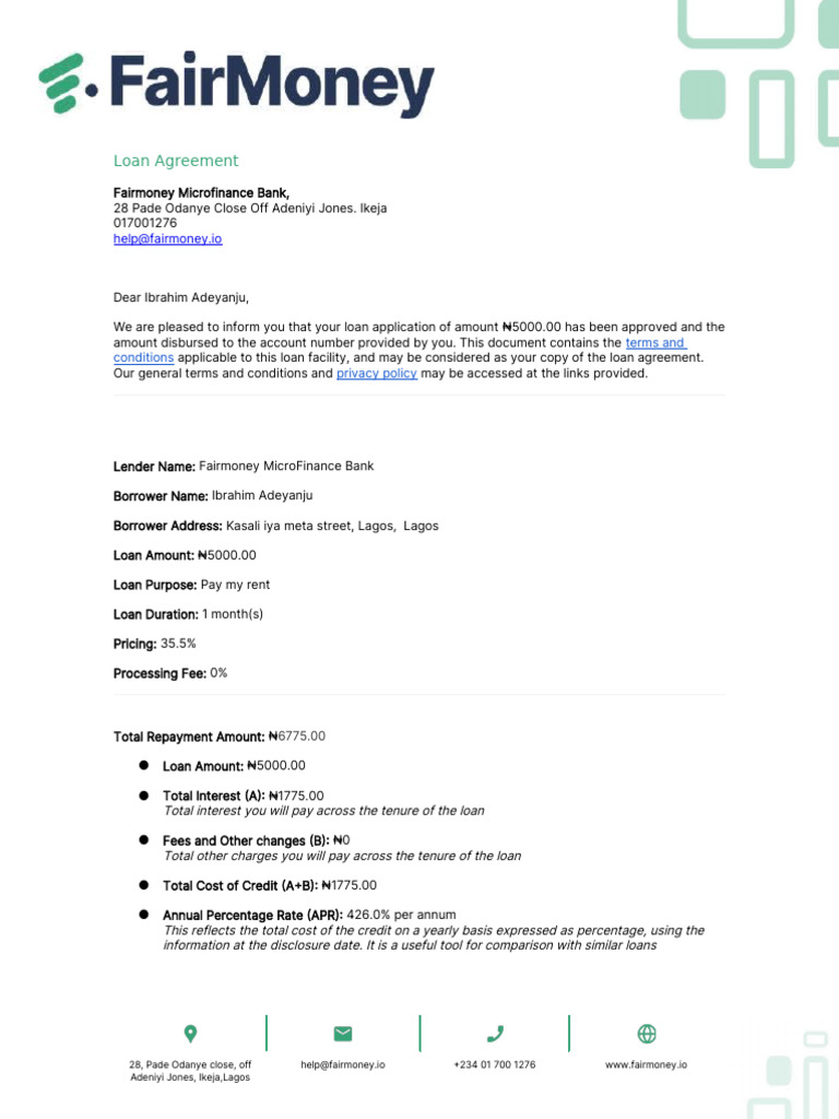 LoanAgreement 20240713 190053 B9348deb962d066b | PDF | Loans | Interest