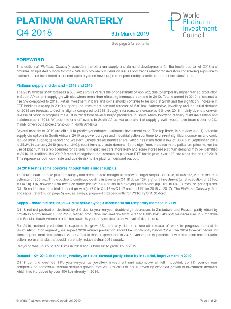 WPIC Platinum Quarterly Q4 2018 | PDF | Cost Of Living | Exchange ...