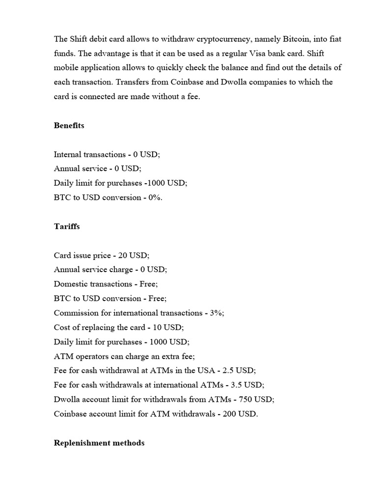 The Shift Debit Card Allows You To Display A Cryptocurrency | PDF ...