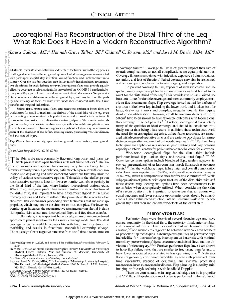 Locoregional Flap Reconstruction of The Distal.3 | PDF | Anatomical ...
