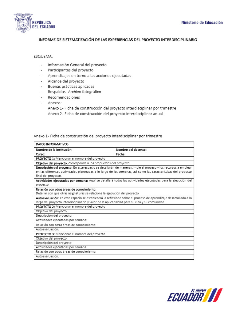 ANEXO 1 - Informe de sistematizaci¢n de la experiencia del Proyecto ...