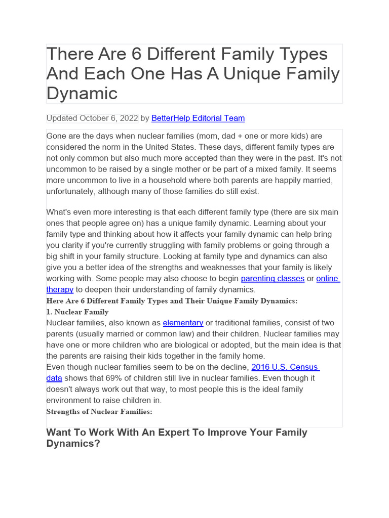 Understanding 6 Family Types and Dynamics | PDF | Family | Grandparent