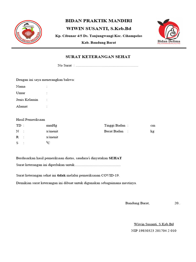Surat Keterangan Sehat S.keb | PDF