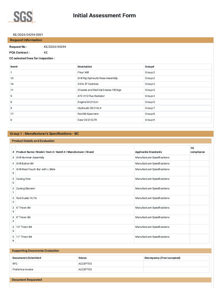 Initial Assessment Form: Request Information | PDF | Specification ...