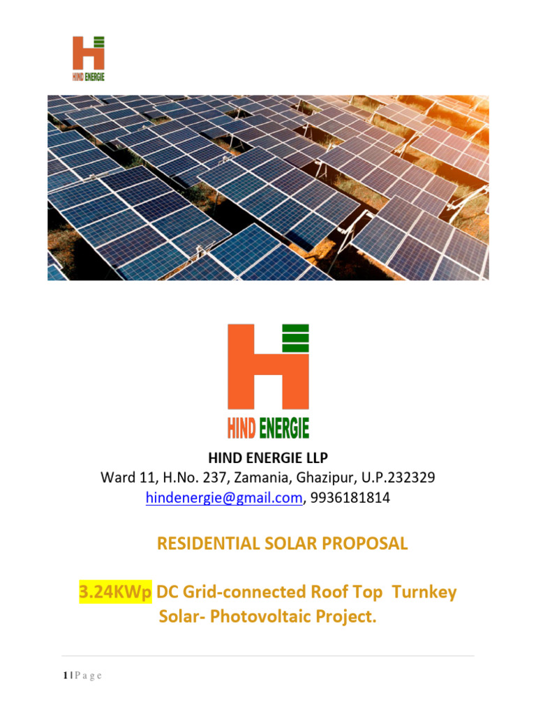 Residential Solar Proposal for 3.24kWp System | PDF | Photovoltaic System | Photovoltaics