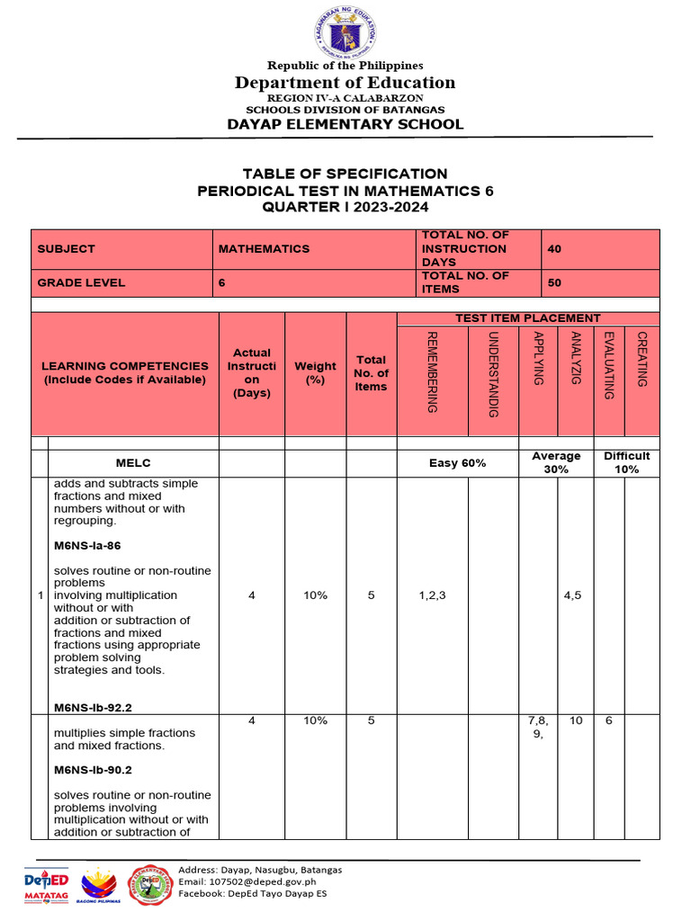 Tos Math | PDF | Multiplication | Decimal