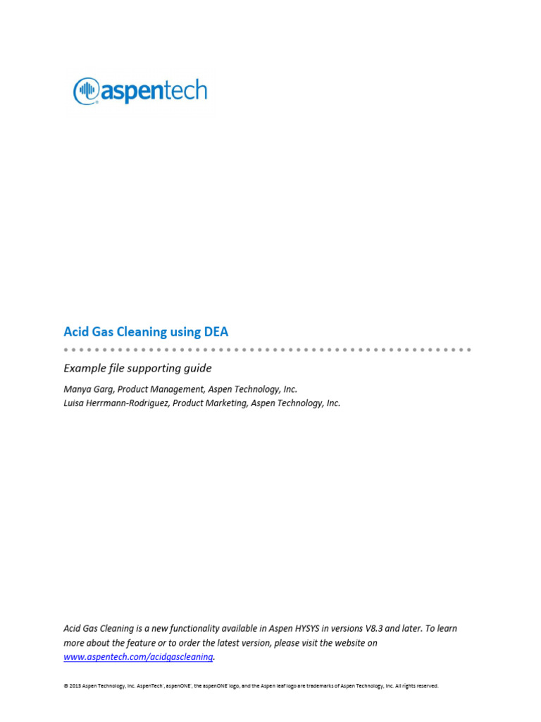 Acid Gas Cleaning using DEA | PDF | Chemical Process Engineering ...