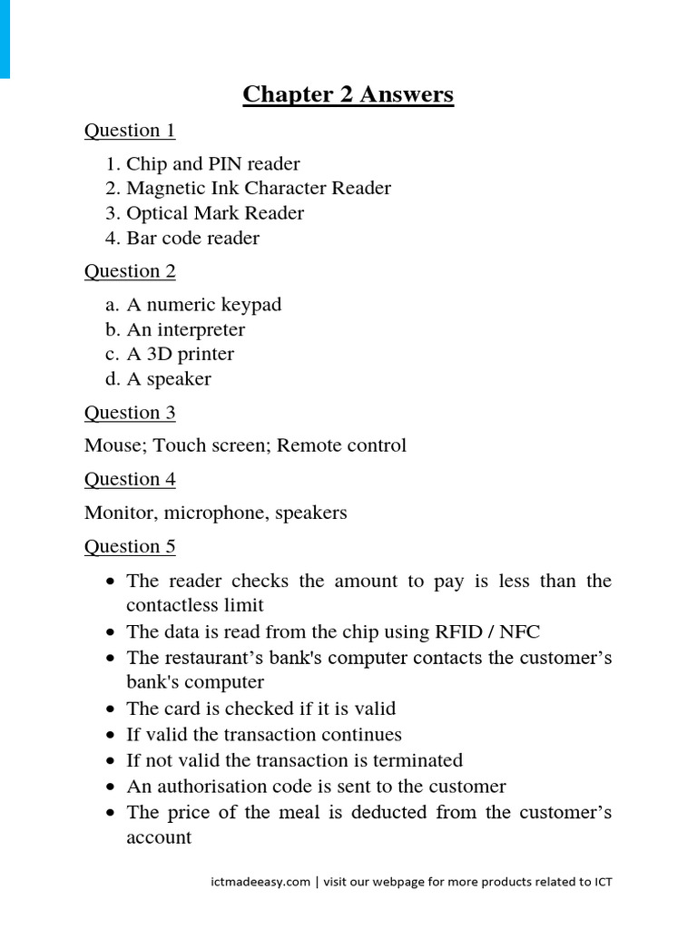 Chap 2 Marking Scheme Chapter 2 Questions | PDF | Printer (Computing) | Barcode