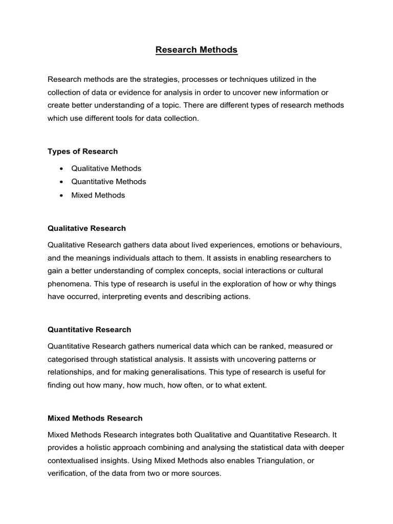 Research Methods | PDF | Quantitative Research | Qualitative Research