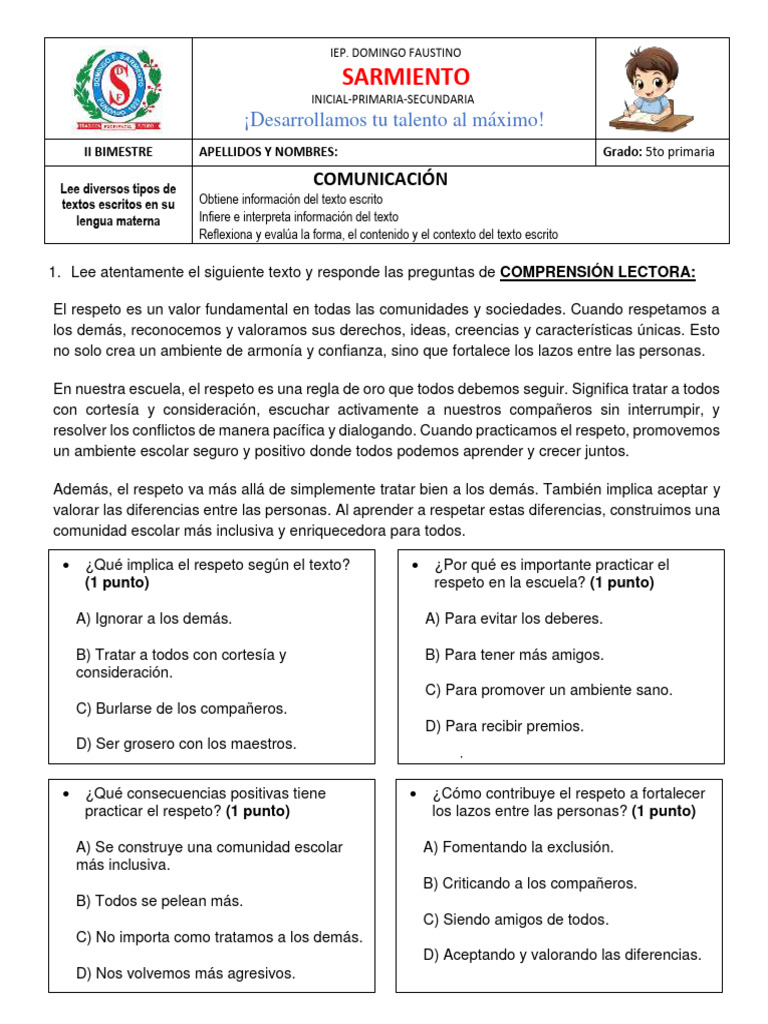 El Valor del Respeto en la Escuela | PDF | Aprendizaje