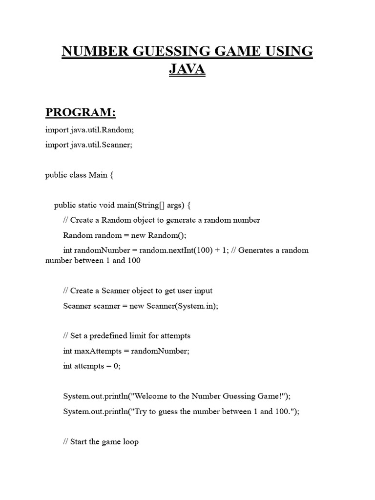 Number Guessing Game Using Java | PDF Number Guessing Game Using Java | PDF