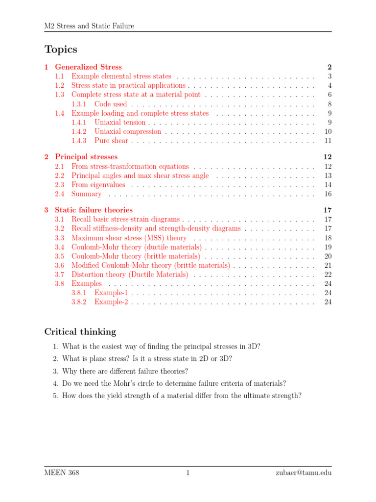 Engineering Stress Analysis Guide | PDF | Stress (Mechanics) | Strength Of Materials
