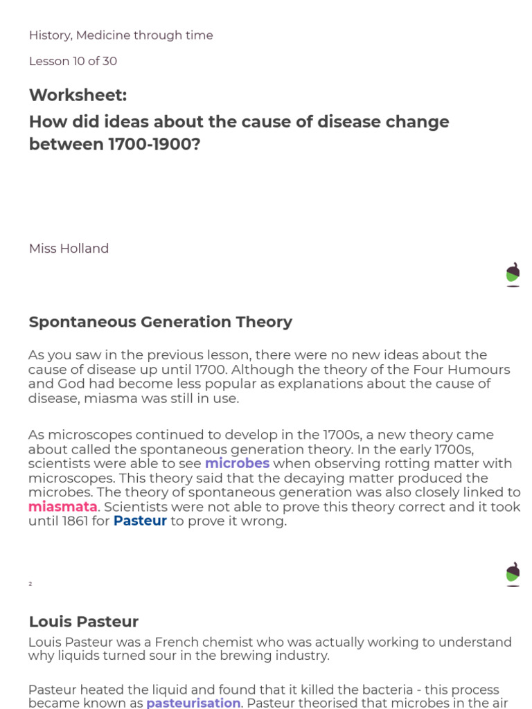 History of Germ Theory | PDF | Louis Pasteur | Microorganism