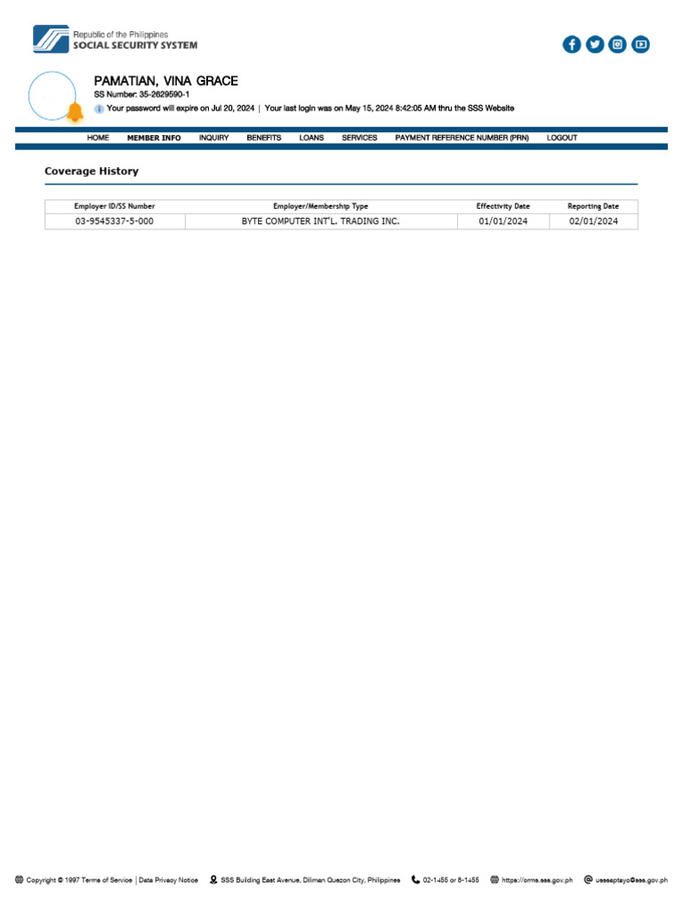 Sss Employer History | PDF