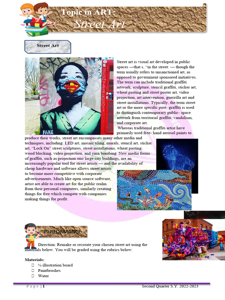 Grade 6 week 8 MAPEH | PDF | Street Art | Graffiti