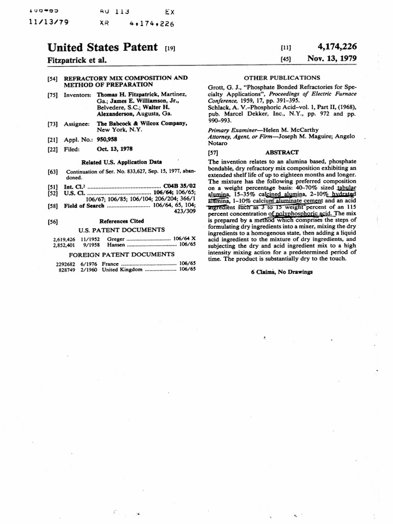 Refractory Mix for Extended Shelf Life | PDF | Refractory | Cement
