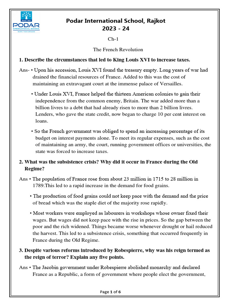 History ch-1 | PDF | France | French Revolution