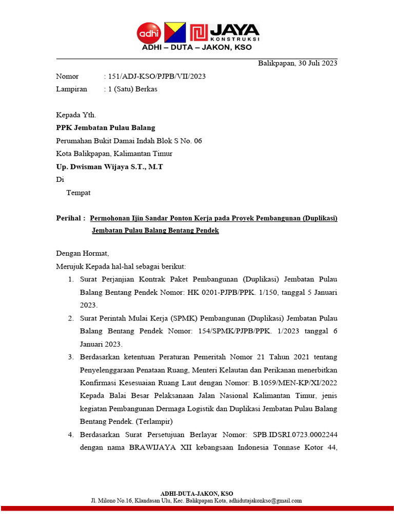 151 - Permohonan Ijin Sandar Dan Bongkar Vii | PDF