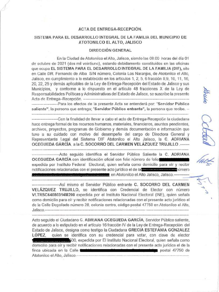 Ejemplo acta de entrega y recepción.pdf | PDF