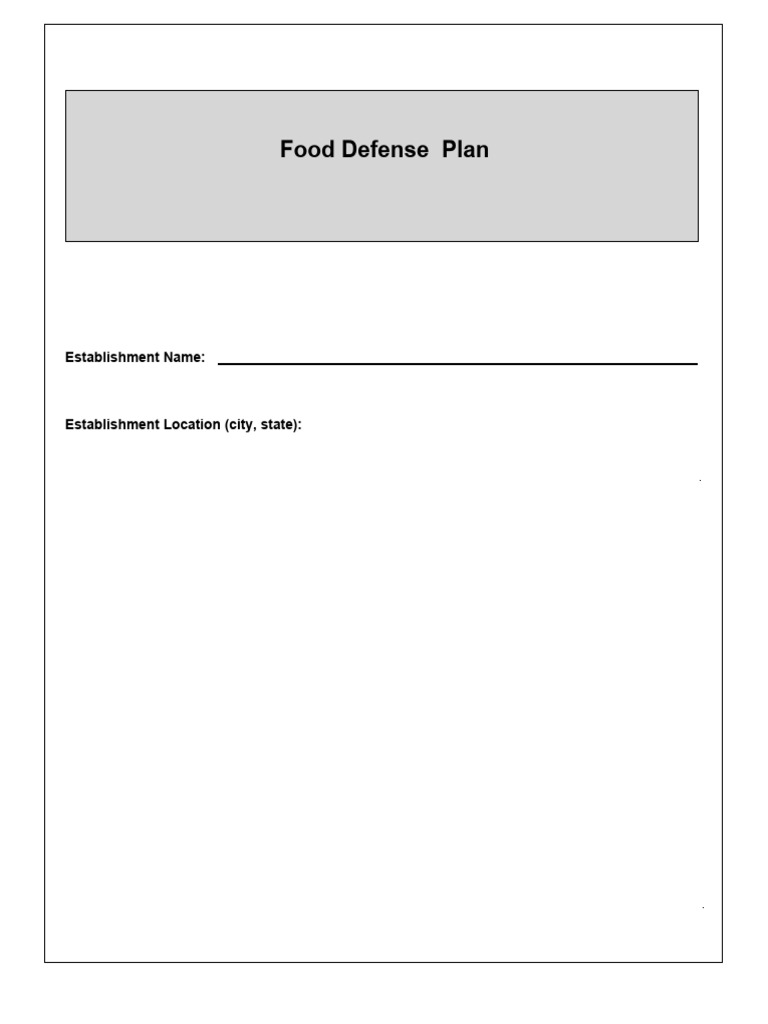 General Food Defense Plan | PDF | Physical Security | Securities