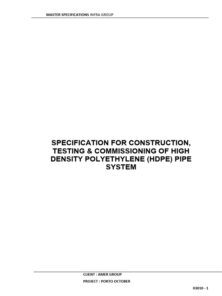 HDPE Pipe Installation Specifications | PDF | Pipe (Fluid Conveyance ...