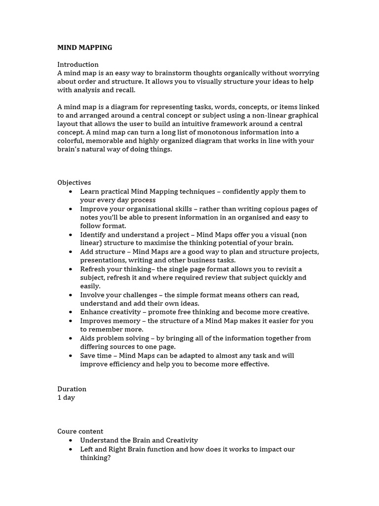 MIND MAPPING | PDF | Thought | Mind