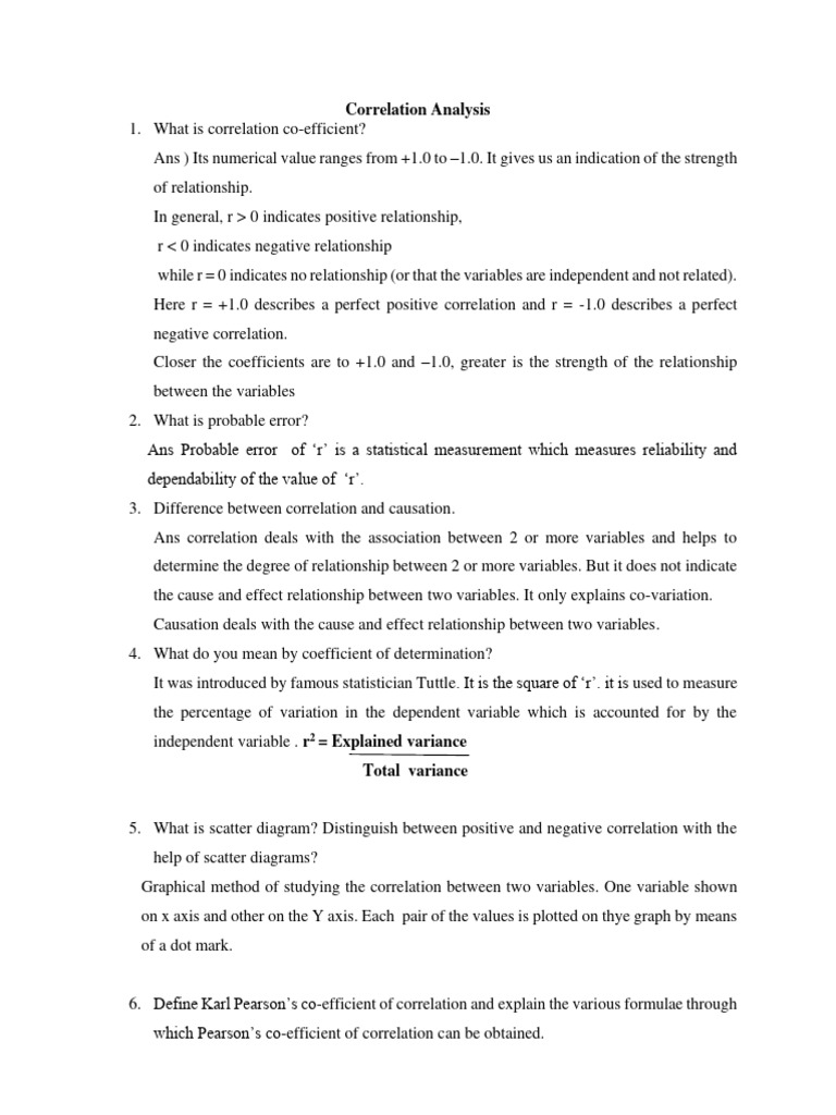 Correlation Questions Download Free Pdf Statistical Analysis Teaching Mathematics
