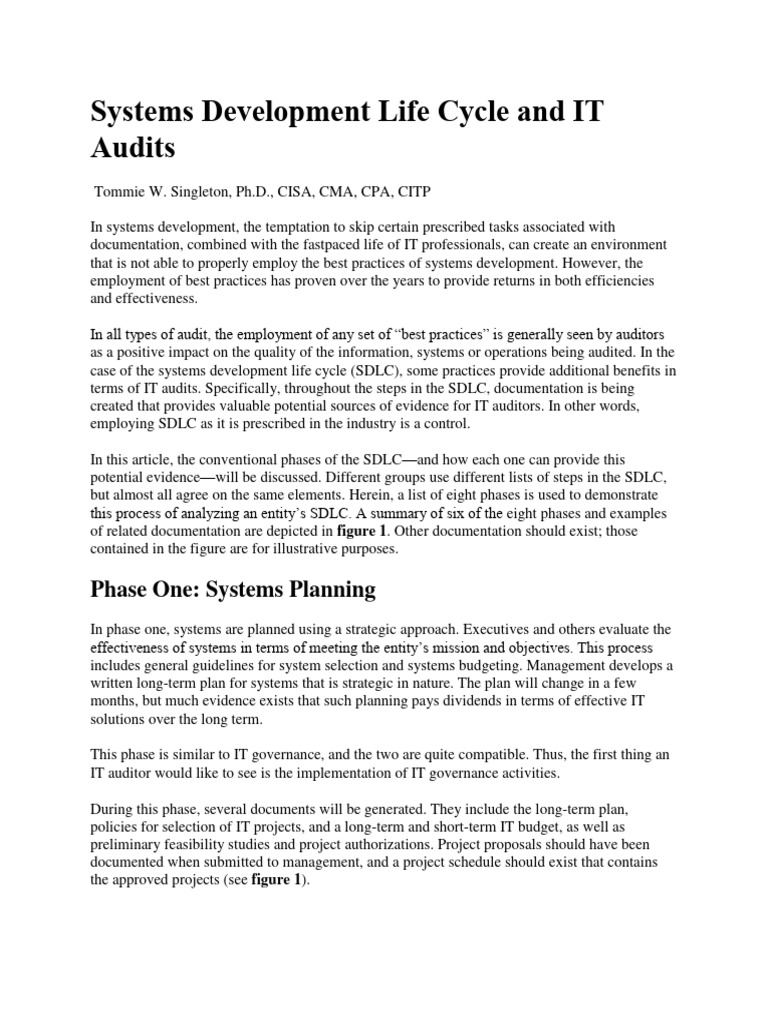 Singleton - Systems Development Life Cycle and IT Audits | PDF | Audit | Feasibility Study