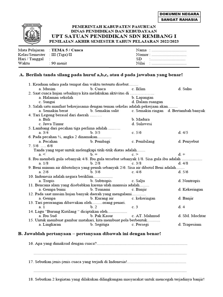 Penilaian Akhir Semster 2 Revisi | PDF