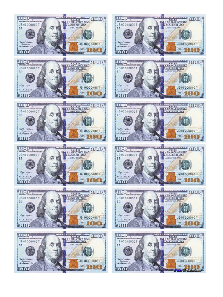 Printable Money Hundred Dollar | PDF