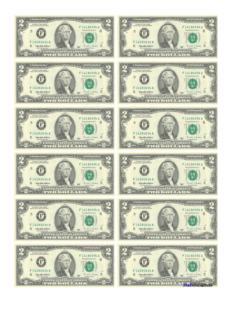 Printable Money Two Dollar | PDF