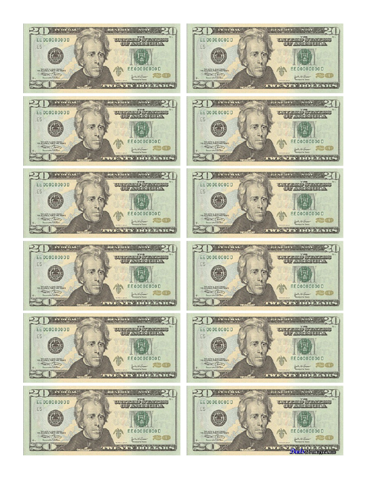 Printable Money Twenty Dollar | PDF