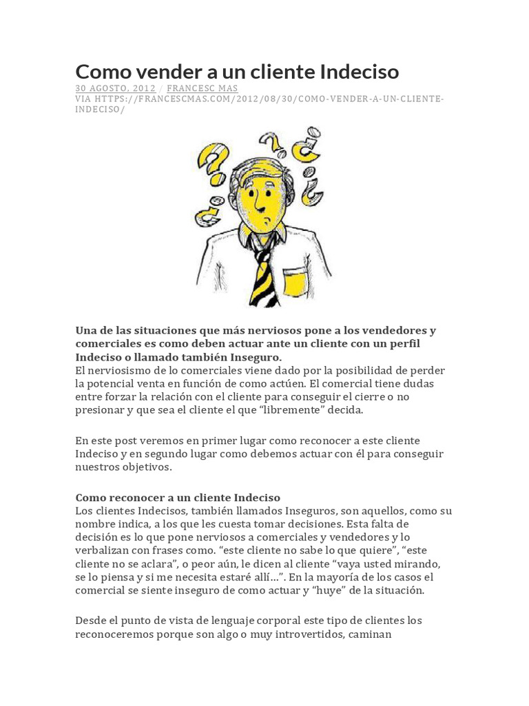 Cómo Vender A Un Cliente Indeciso | PDF