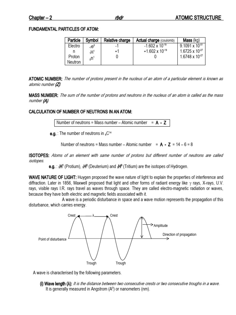 ATOMIC STRUCTURE | Download Free PDF | Electromagnetic Radiation ...
