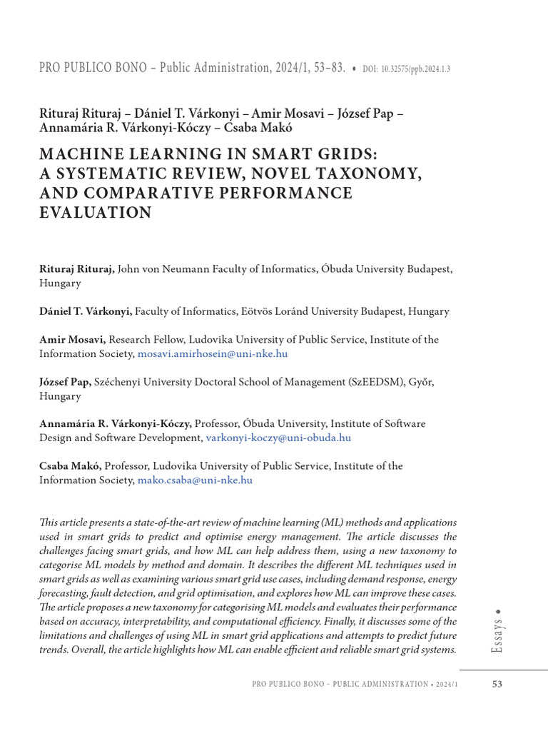 Machine Learning in Smart Grids Review | PDF | Support Vector Machine ...