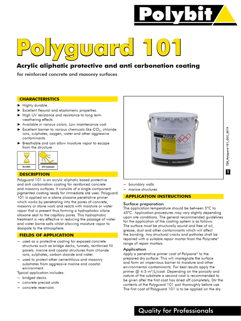 Polyguard 101 | PDF | Concrete | Coating