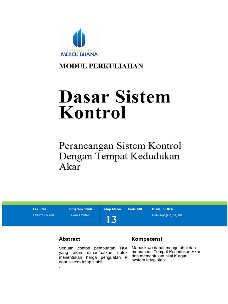 Modul13 Dasar Sistem Kontrol | PDF