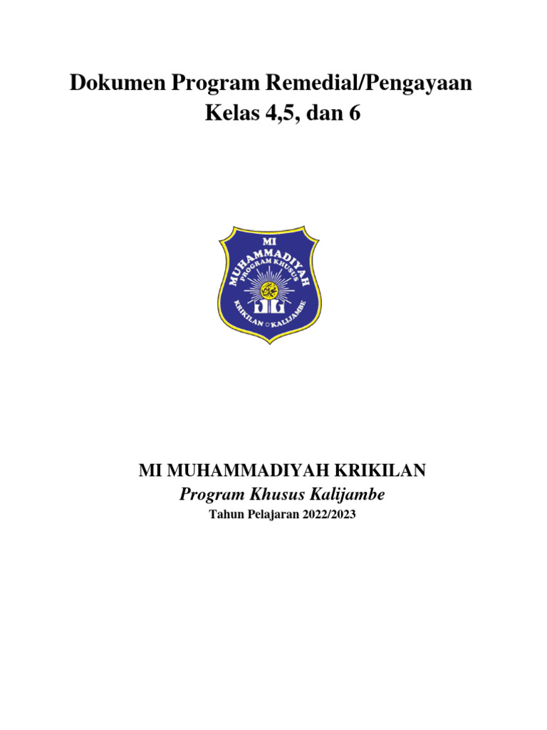 Program Remedial Kelas 4-6 MI Muhammadiyah | PDF | Karier & Perkembangan