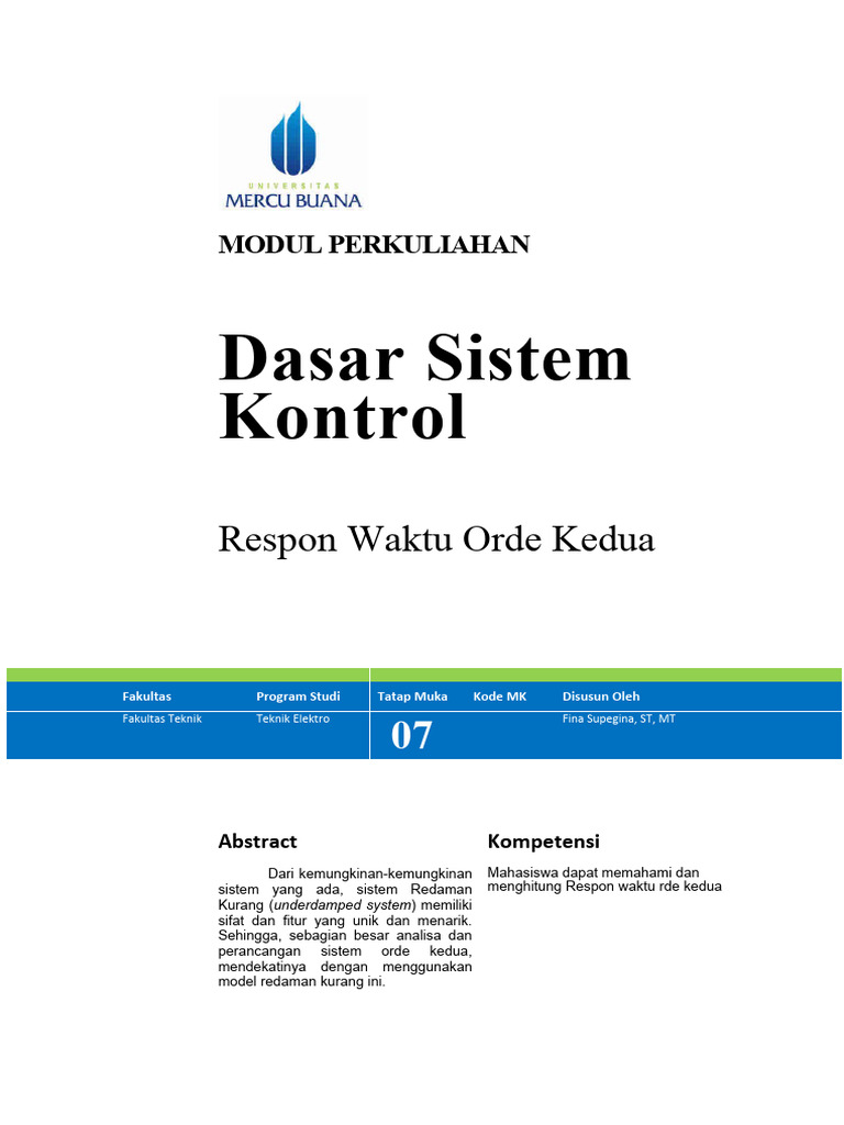 MODUL7 DASAR SISTEM KONTROL | PDF MODUL7 DASAR SISTEM KONTROL | PDF