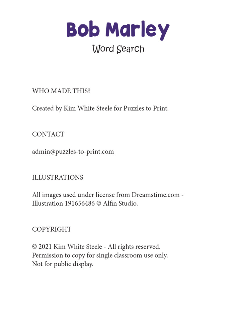 bob-marley-word-search | PDF | Word Search | Business Law