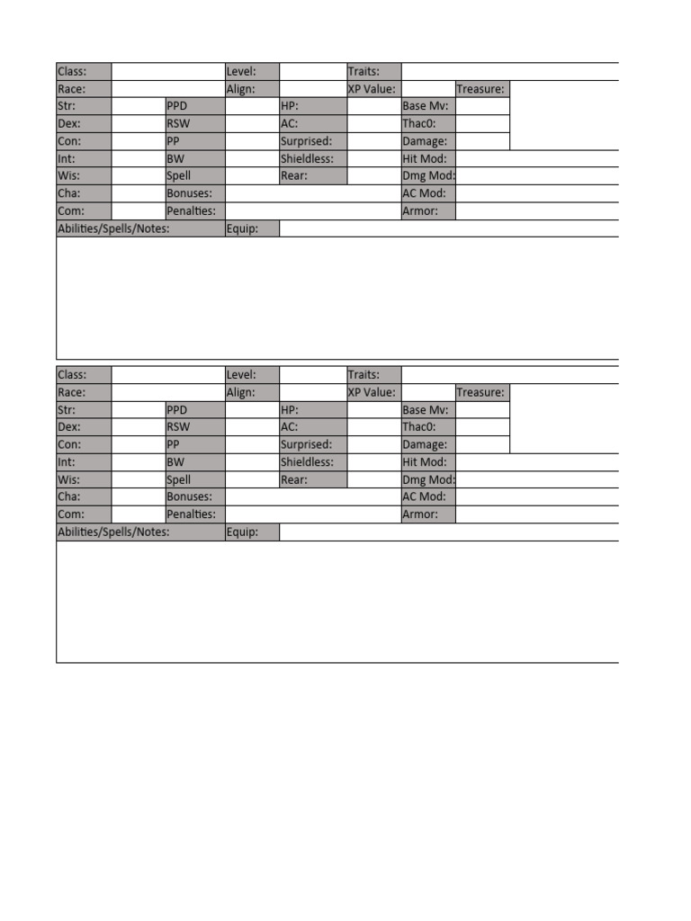AD&D NPC Sheet1 | PDF
