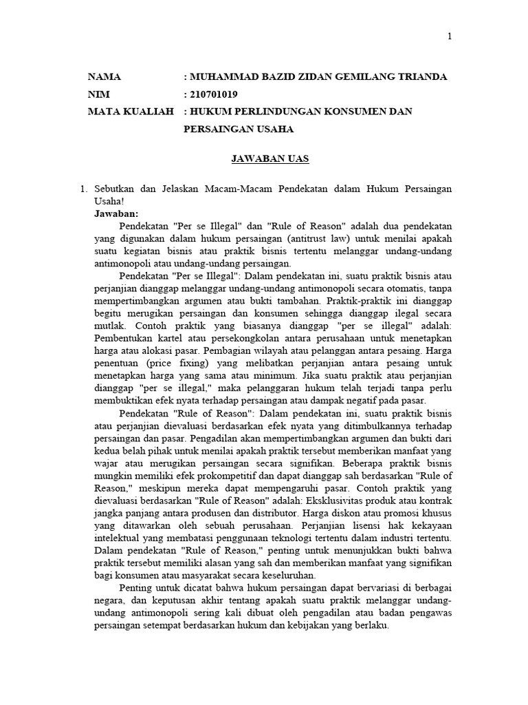 Muhammad Bazid Zidan (210701019) Uas Hukum Perlindungan Konsumen Dan ...