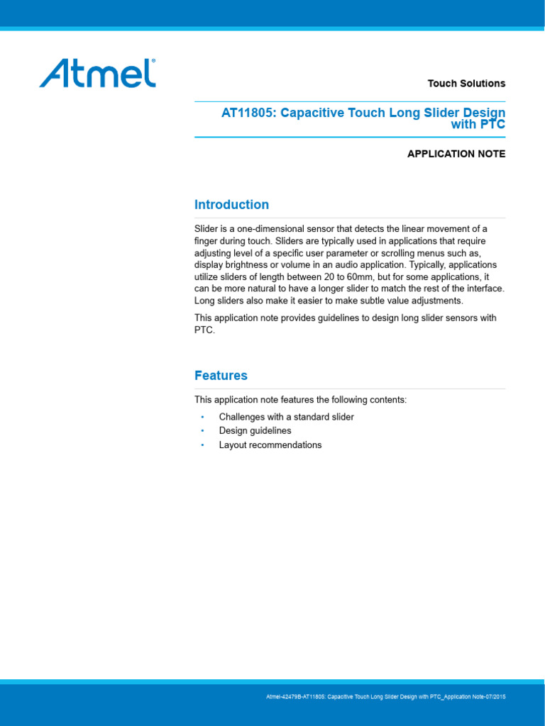 Atmel 42479 Capacitive Touch Long Slider Design With PTC - AT11805 ...