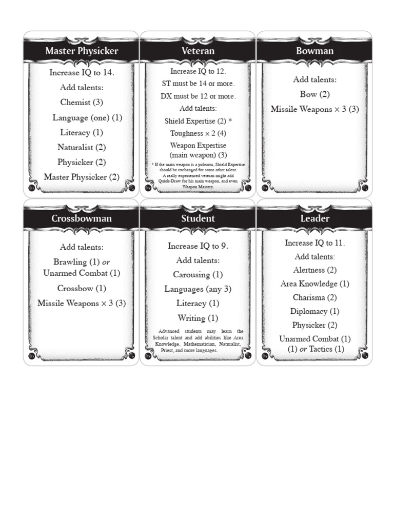 Skill Card Additions for The Fantasy Trip | PDF | Expert