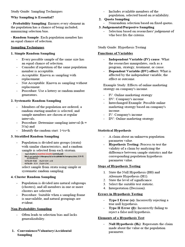 compsa reviewer | PDF | Sampling (Statistics) | Statistics