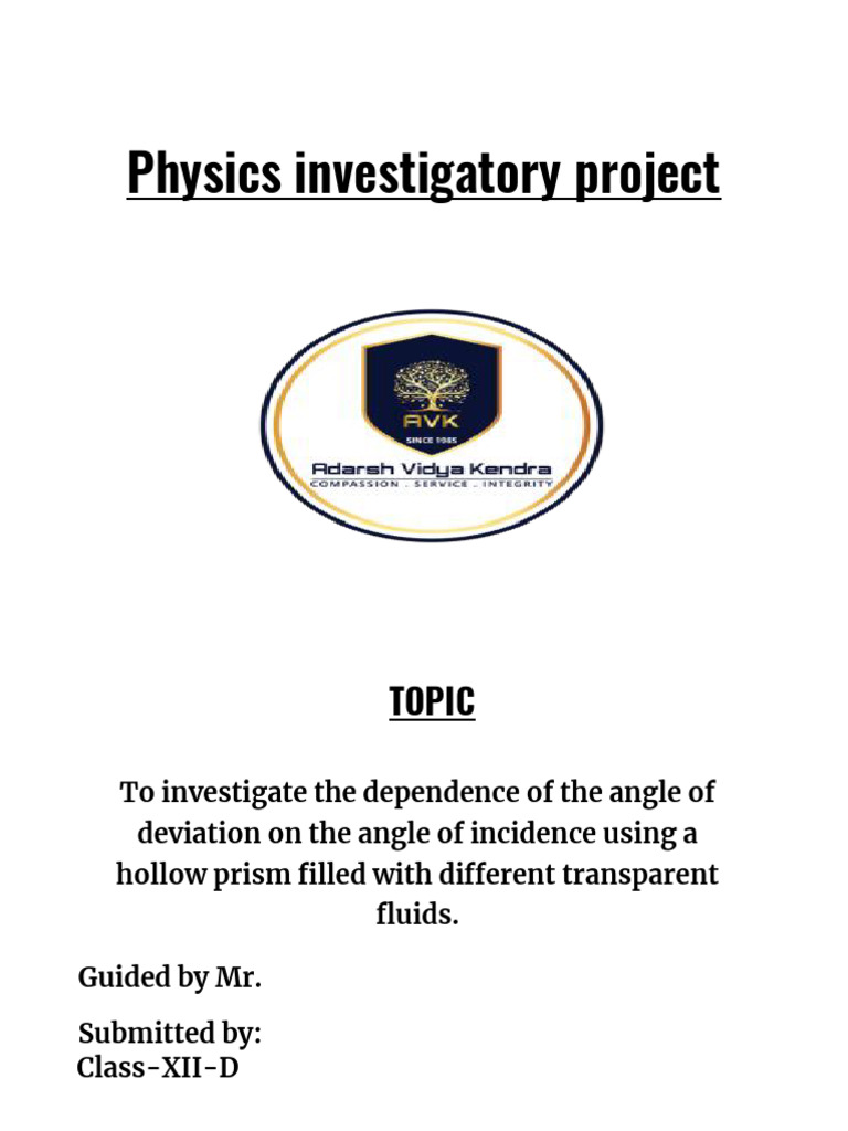 Class 12 Phys Investigatory Project | PDF | Light | Optics