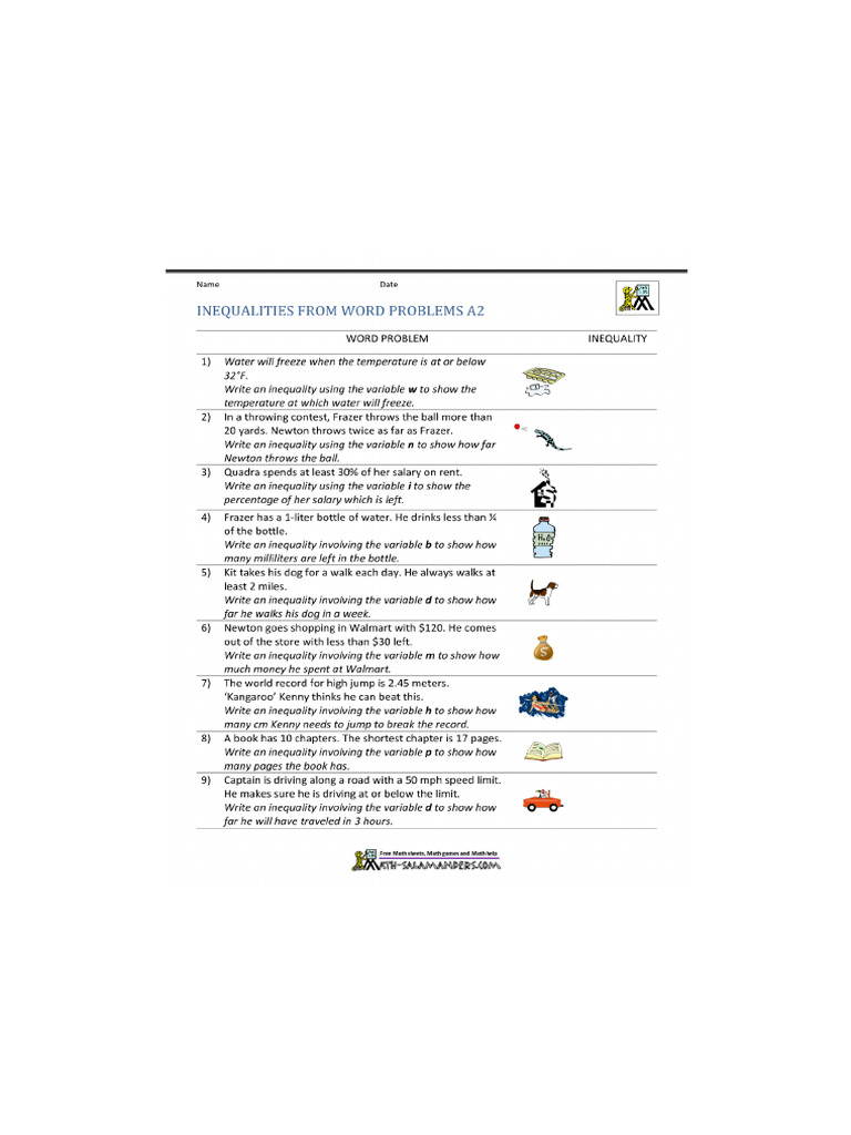 Inequalities From Word Problems A2 | PDF