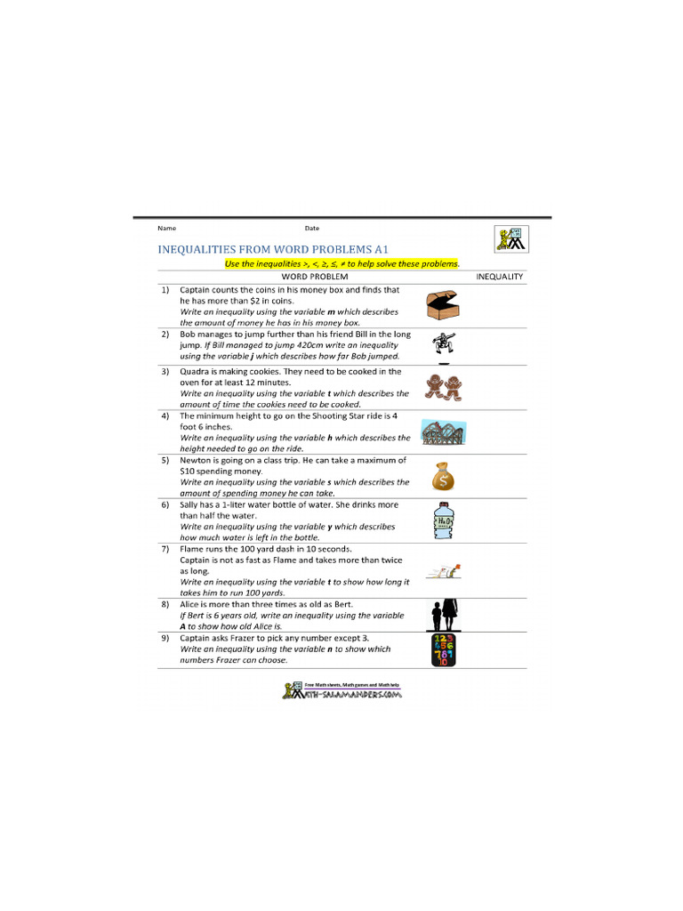 Inequalities From Word Problems A1 | PDF