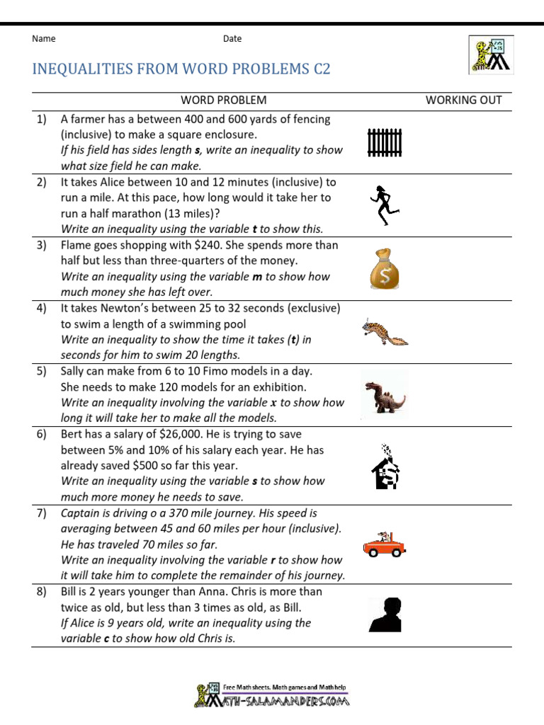 Inequalities From Word Problems c2 | PDF