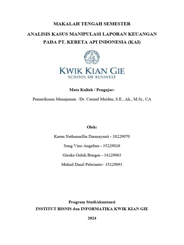 Makalah Analisis Kasus Manipulasi PT. KAI | PDF